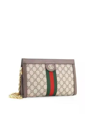 Gucci Ophidia Chain Shoulder Bag Gg Coated Canvas Small Crossbody Bag - Brown