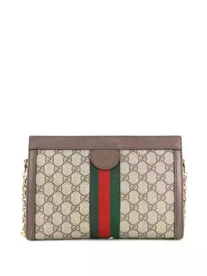 Gucci Ophidia Chain Shoulder Bag Gg Coated Canvas Small Crossbody Bag - Brown