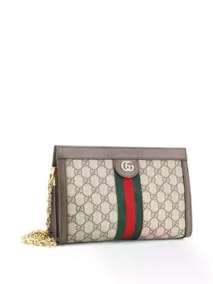Gucci Ophidia Chain Shoulder Bag Gg Coated Canvas Small Crossbody Bag - Brown