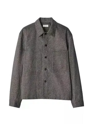 LEMAIRE Workwear Overshirt In Diagonal Printed Cotton - Grey