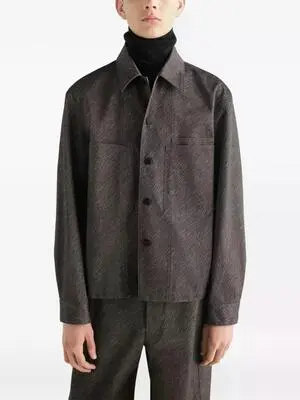 LEMAIRE Workwear Overshirt In Diagonal Printed Cotton