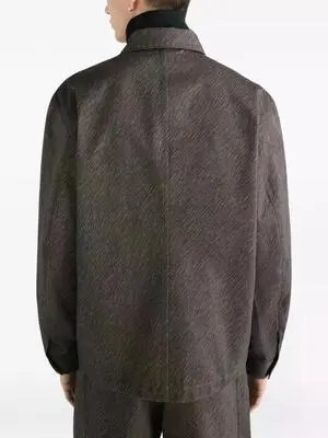 LEMAIRE Workwear Overshirt In Diagonal Printed Cotton
