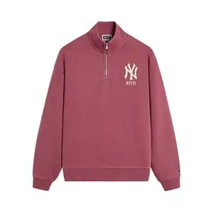 Kith For The New York Yankees Vintage Nelson Quarter Zip 'garnet - Red