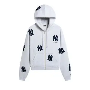 Kith For The New York Yankees Vintage Braxton Zip Hoodie 'light Heather - Grey