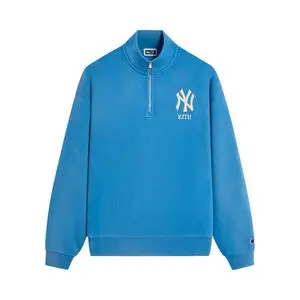 Kith For The New York Yankees Vintage Nelson Quarter Zip 'skylight - Blue