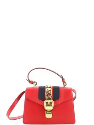Gucci Sylvie Top Handle Bag Leather Mini Satchel