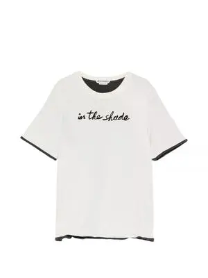 JW Anderson Slogan-print Contrast-trim T-shirt - Neutrals