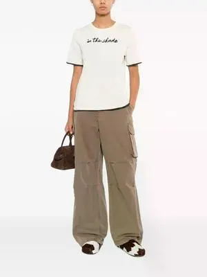 JW Anderson Slogan-print Contrast-trim T-shirt - Neutrals
