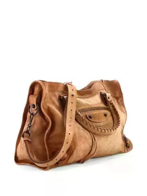 Balenciaga City Classic Studs Bag Suede Medium Satchel