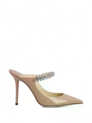 JIMMY CHOO Bing 100 Ballet Patent-leather Mules With Crystal Strap - Pink