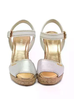 Prada Logo-plaque Wedge Espadrille Sandals