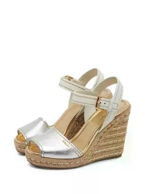 Prada Logo-plaque Wedge Espadrille Sandals