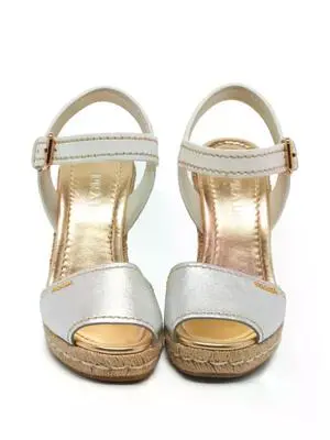 Prada Logo-plaque Wedge Espadrille Sandals