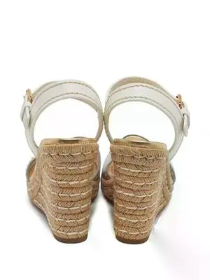 Prada Logo-plaque Wedge Espadrille Sandals