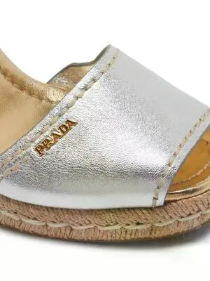 Prada Logo-plaque Wedge Espadrille Sandals
