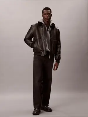 Calvin Klein Leather Bomber Jacket