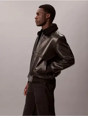 Calvin Klein Leather Bomber Jacket