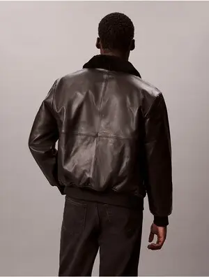 Calvin Klein Leather Bomber Jacket