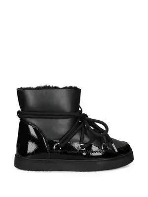 Inuikii Patent Leather-panelled Lace-up Ankle Boots - Black