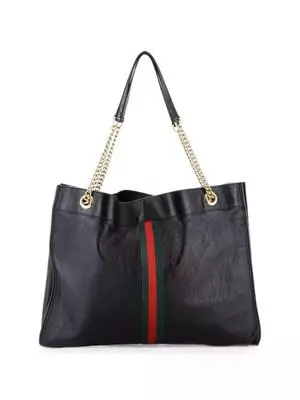 Gucci Rajah Chain Leather Large Tote Bag - Black
