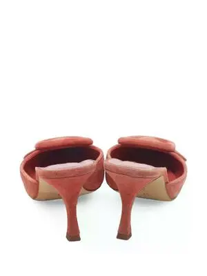 Manolo Blahnik Maysale Buckle Mules - Red
