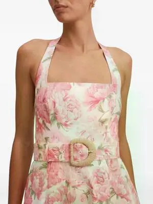 EVER NEW Blossom Floral-print Belted Midi Dress - Pink