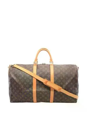 LOUIS VUITTON 1997 Monogram Keepall Bandouliere 55 Travel Bag - Brown