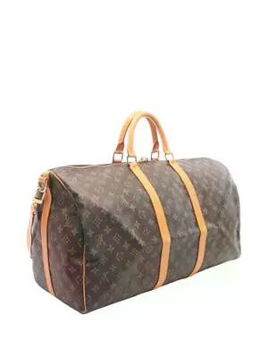 LOUIS VUITTON 1997 Monogram Keepall Bandouliere 55 Travel Bag - Brown