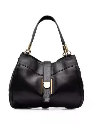FERRAGAMO 2014-2015 Leather Enny Hobo Shoulder Bag - Black