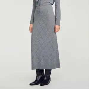 Sandro Pointelle Knit Maxi Skirt