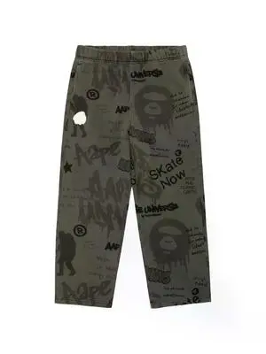 AAPE BY *A BATHING APE Moonface Graffiti-print Track Pants - Grey