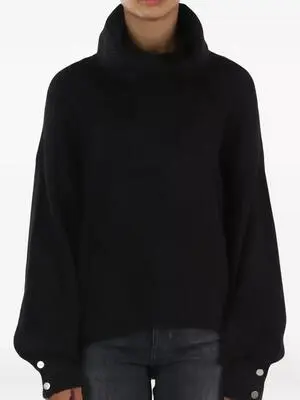 Liu Jo Turtleneck Sweater In Pure Wool - Black