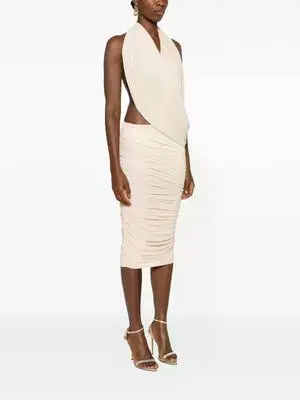 AMAZUIN Manoon Ruched Halterneck Midi Dress