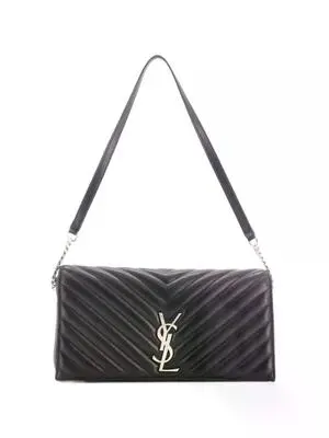 Saint Laurent Kate 99 Flap Bag Chevron Leather Medium Shoulder Bag - Black