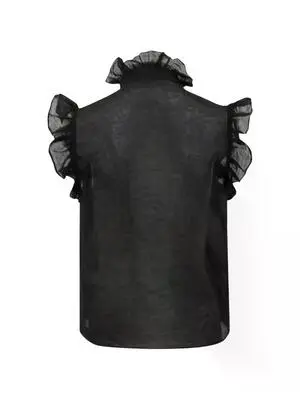 CHRISTY LYNN Marfa Ruffled Sleeveless Top - Black