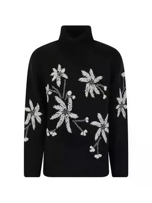 P.a.r.o.s.h Floral-embroidered Roll-neck Sweater - Black