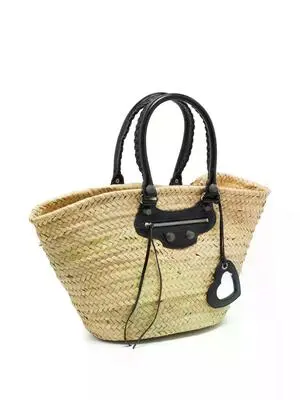 Balenciaga Small Le Cagole Raffia Tote Bag