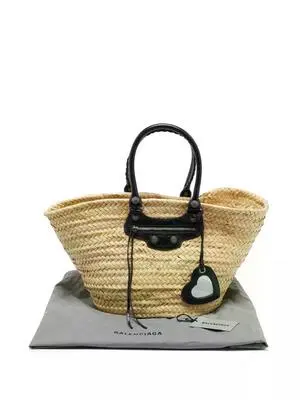 Balenciaga Small Le Cagole Raffia Tote Bag