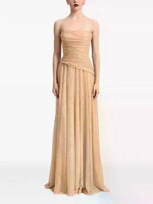 GEMY MAALOUF Strapless Ruched Dress - Neutrals