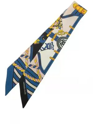 Hermès 1999-2007 Grande Tenue Silk Twilly Scarf Scarves - Blue
