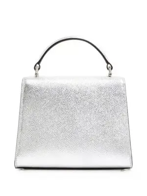 Valentino Garavani Vsling Mini Handbag In Laminated Grainy Calfskin - Silver