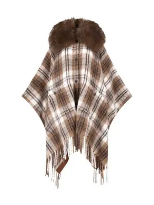 Moncler Plaid Wool Cape