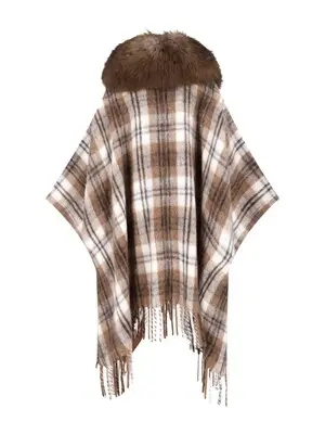 Moncler Plaid Wool Cape