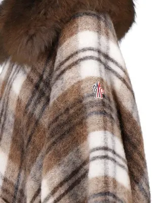 Moncler Plaid Wool Cape
