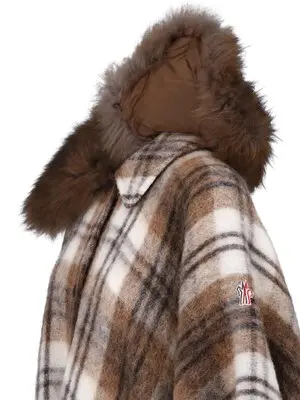 Moncler Plaid Wool Cape