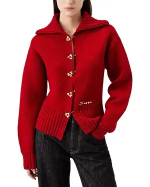 Tresse Wool Toggle Front Funnel Neck Sweater
