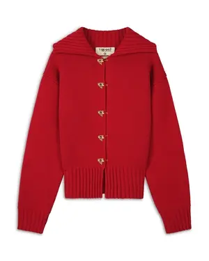 Tresse Wool Toggle Front Funnel Neck Sweater