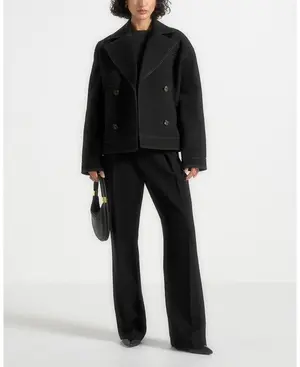 Manière De Voir Mika Tailored Double Breasted Jacket With Contrast Stitch