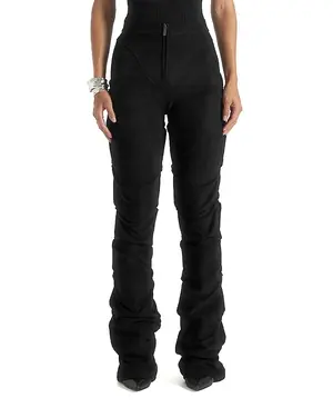 Manière De Voir Caroline Tacked Suede Flared Trousers - Black