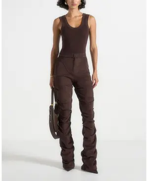 Manière De Voir Caroline Tacked Suede Flared Trousers